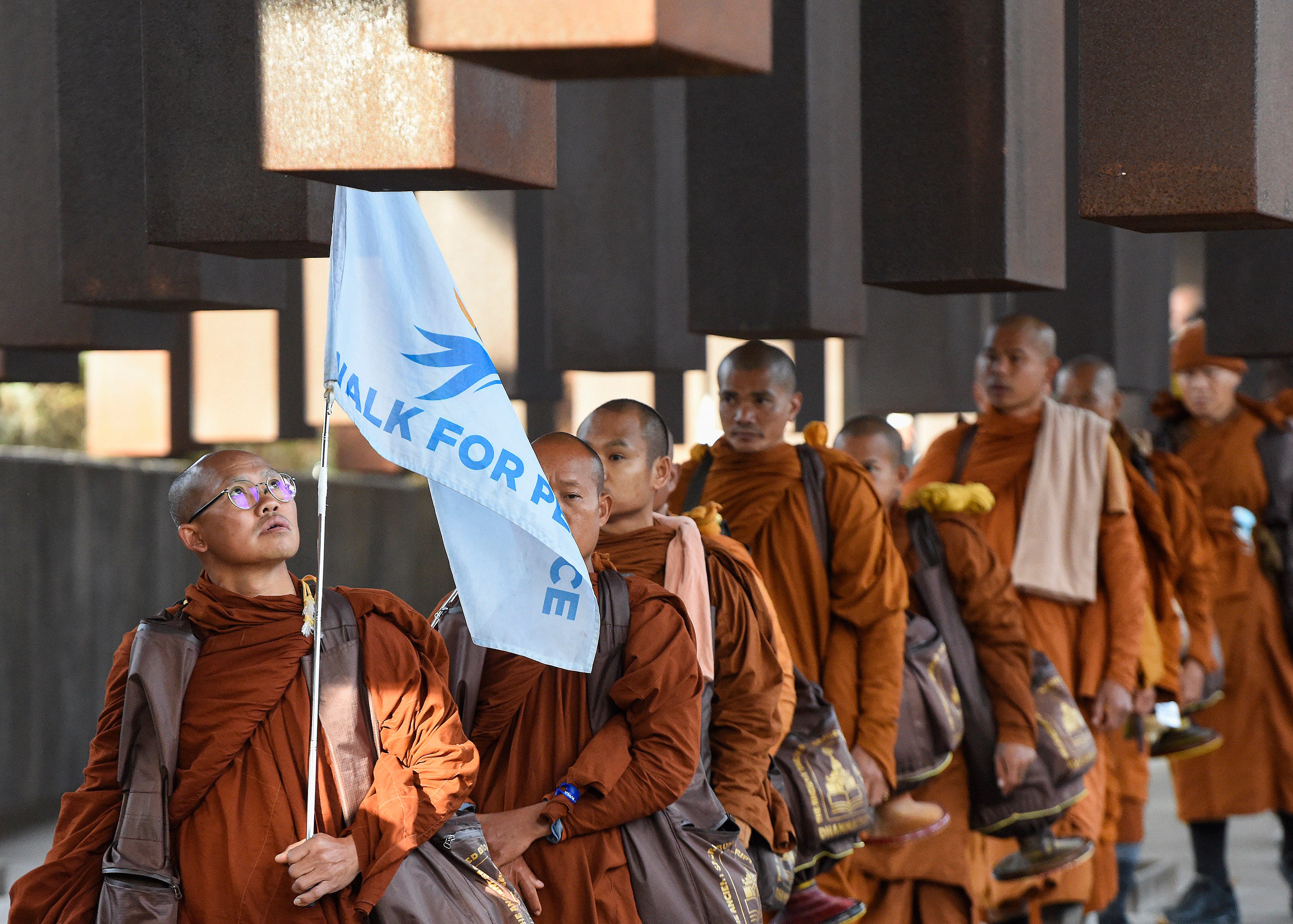 Buddhist monks share message of peace in Alabama during 2,300-mile walk