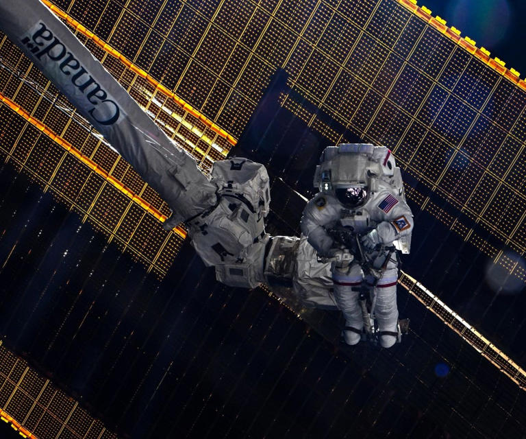 Hanging around: Stunning picture captures Sunita Williams's daring ...