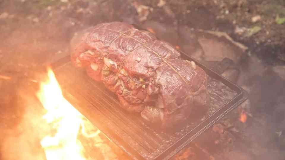 What happens when you grill a giant meat roll in the forest