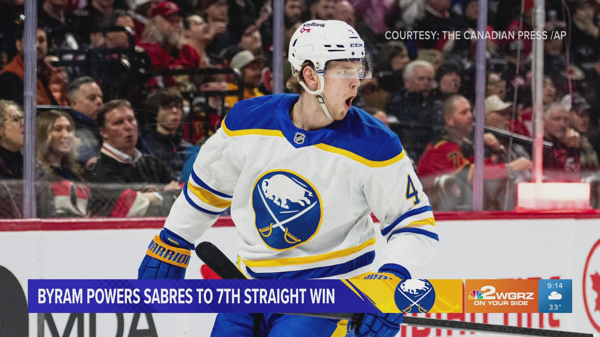 Sabres' Byram Powers scores OT goal to secure 3-2 win against the ...