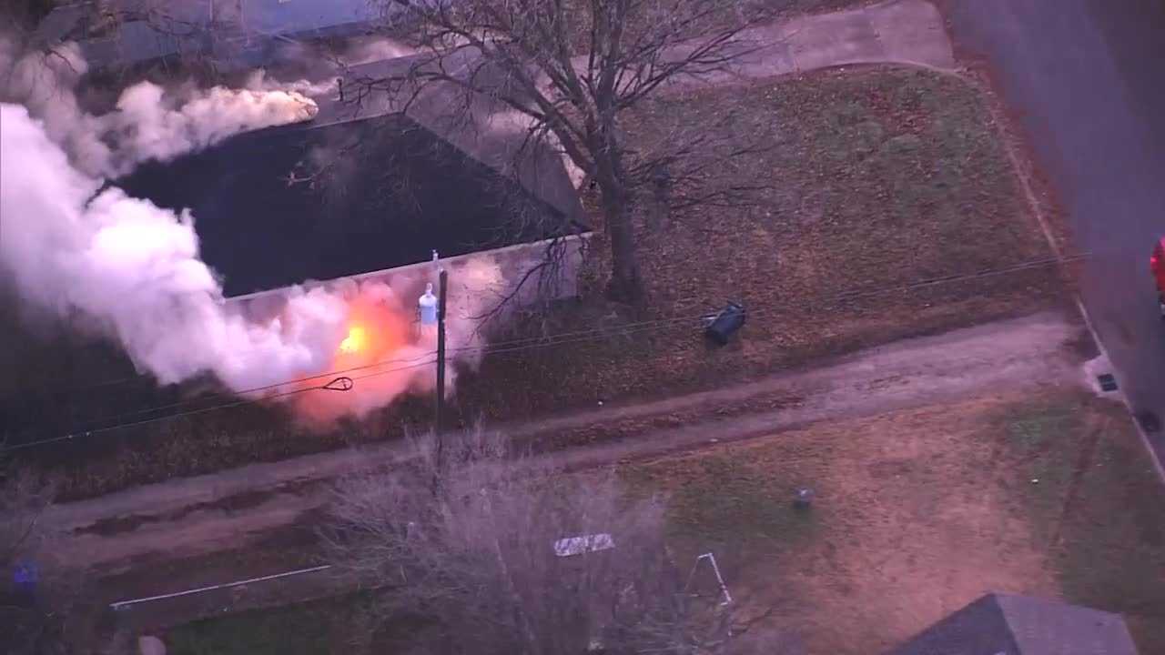 Sky 5 live: Crews battling Norman house fire