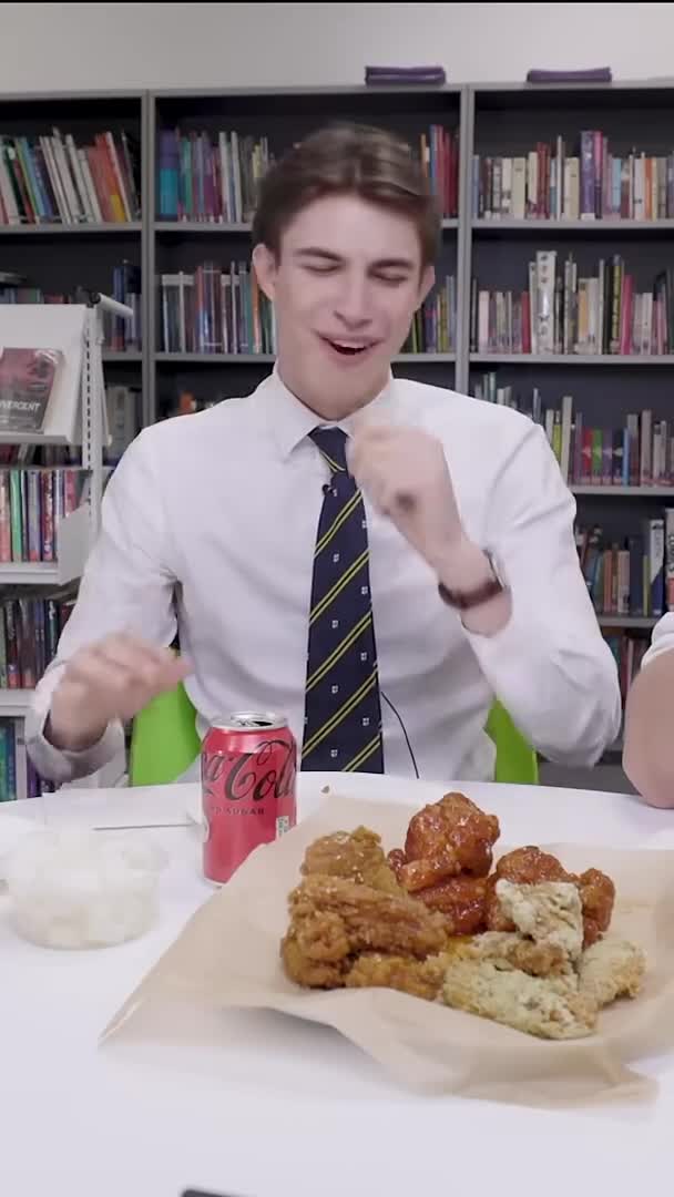 Students try Korean fried chicken & the mysterious white cubes ...