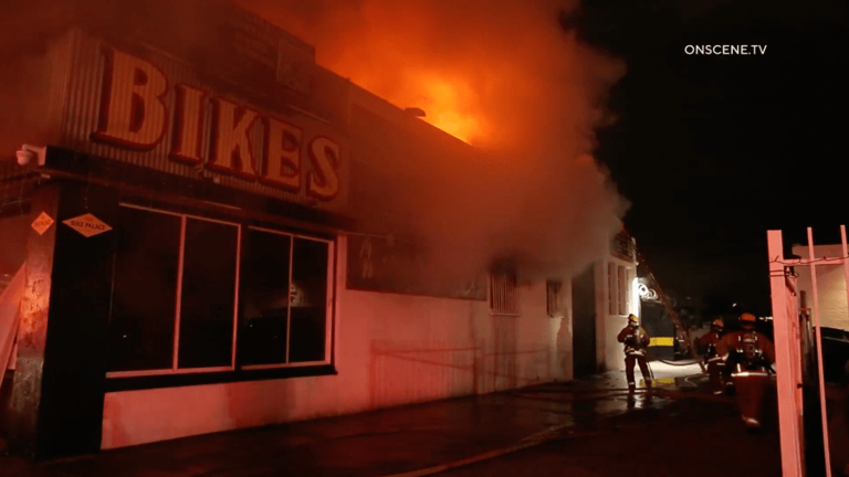 Large fire rips through used car garage, popular bike shop in LA.’s ...