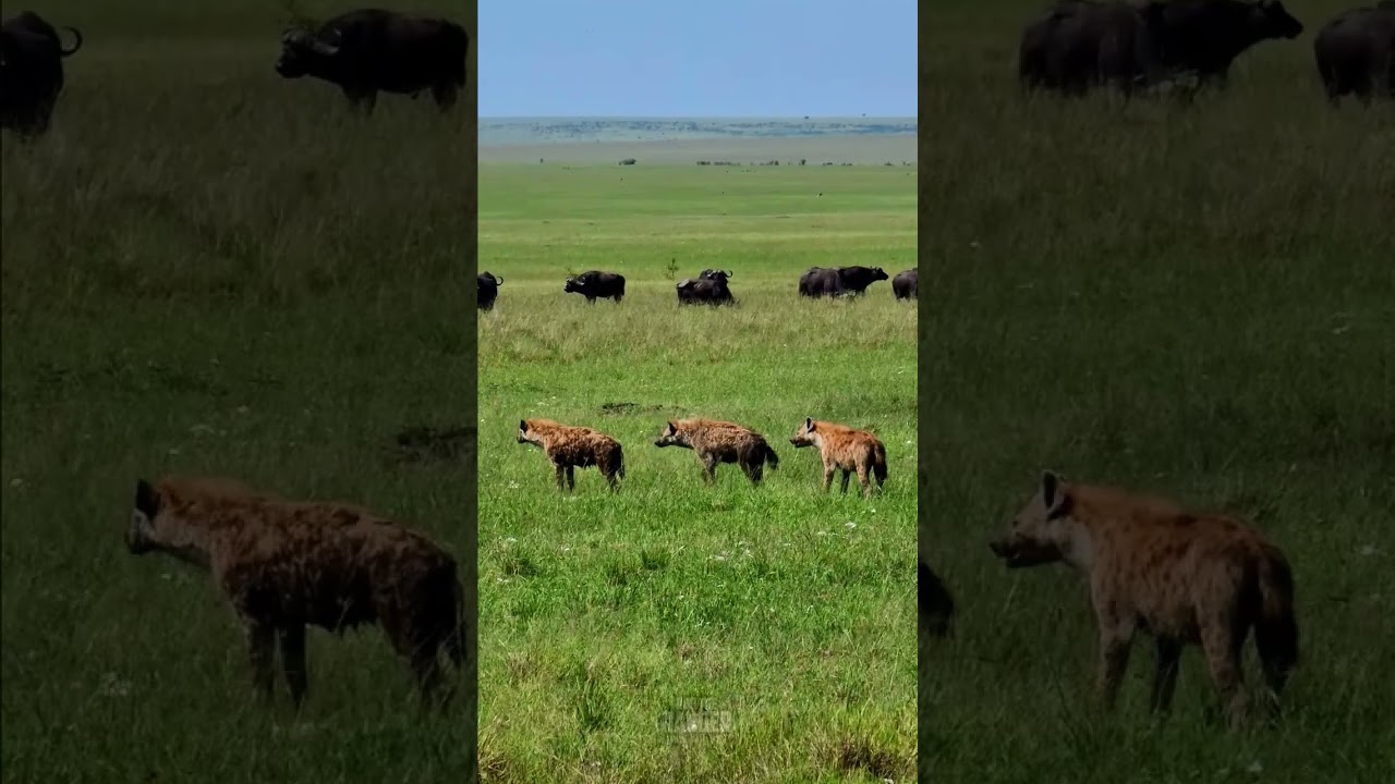 Hyena and buffalo clash in dramatic Mara plains moment