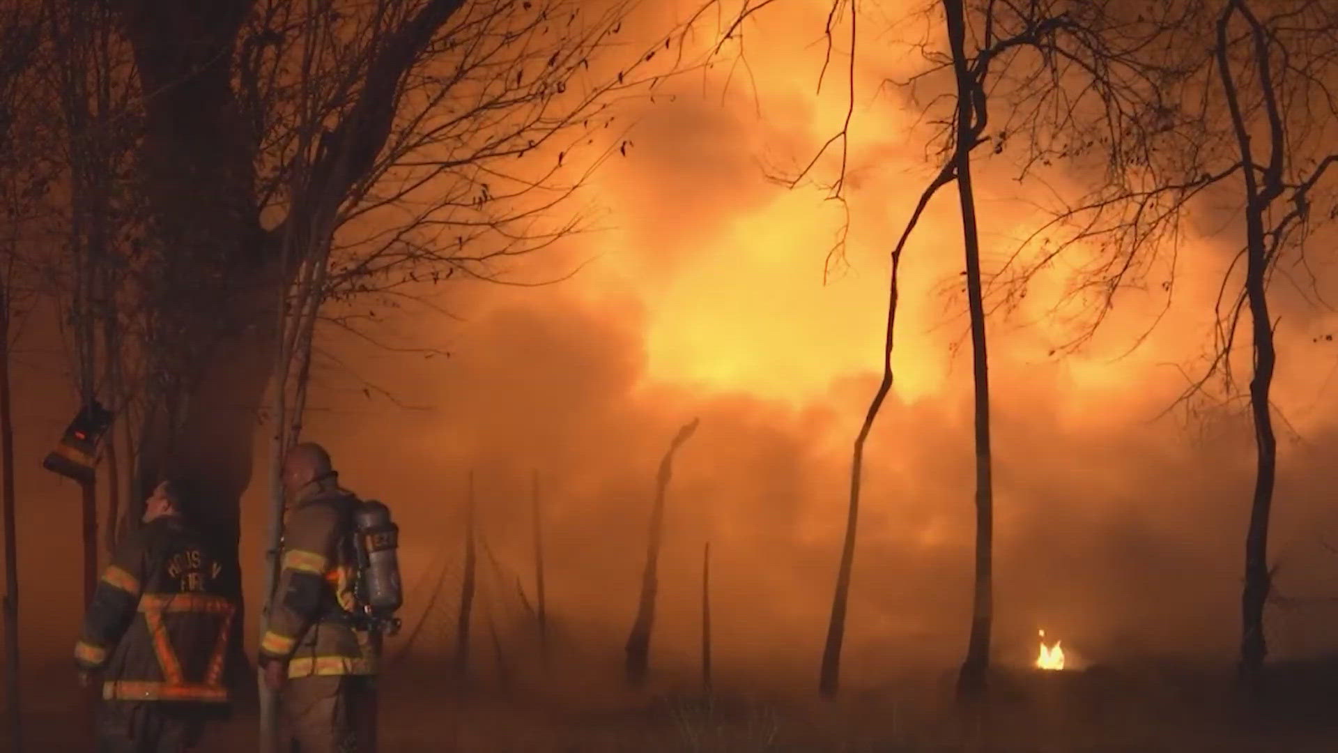 Massive warehouse fire erupts on Liberty Road in northeast Houston