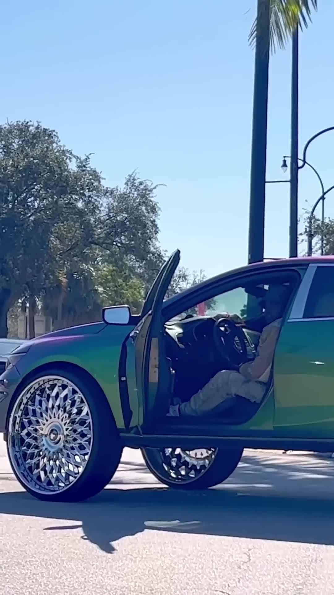 Outrageous Chevy Malibu on 30’s Forgiatos Going into Traffic