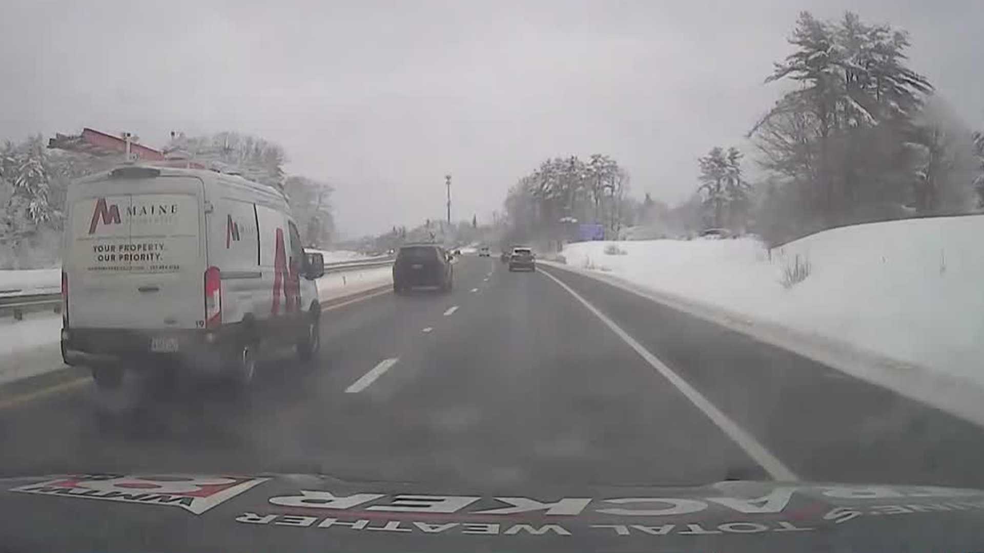 Speed limit returns to normal on part of Maine Turnpike as snow winds down