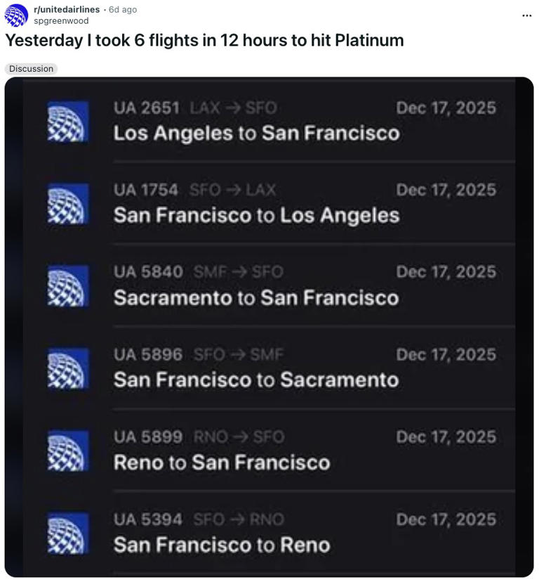 United passenger takes six flights in one day for $500 to make Platinum ...