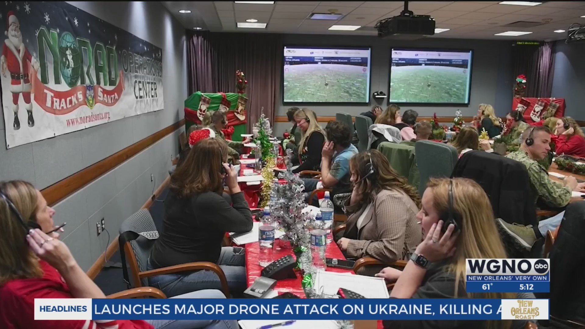 What time will Santa Claus fly into Louisiana on Christmas Eve?