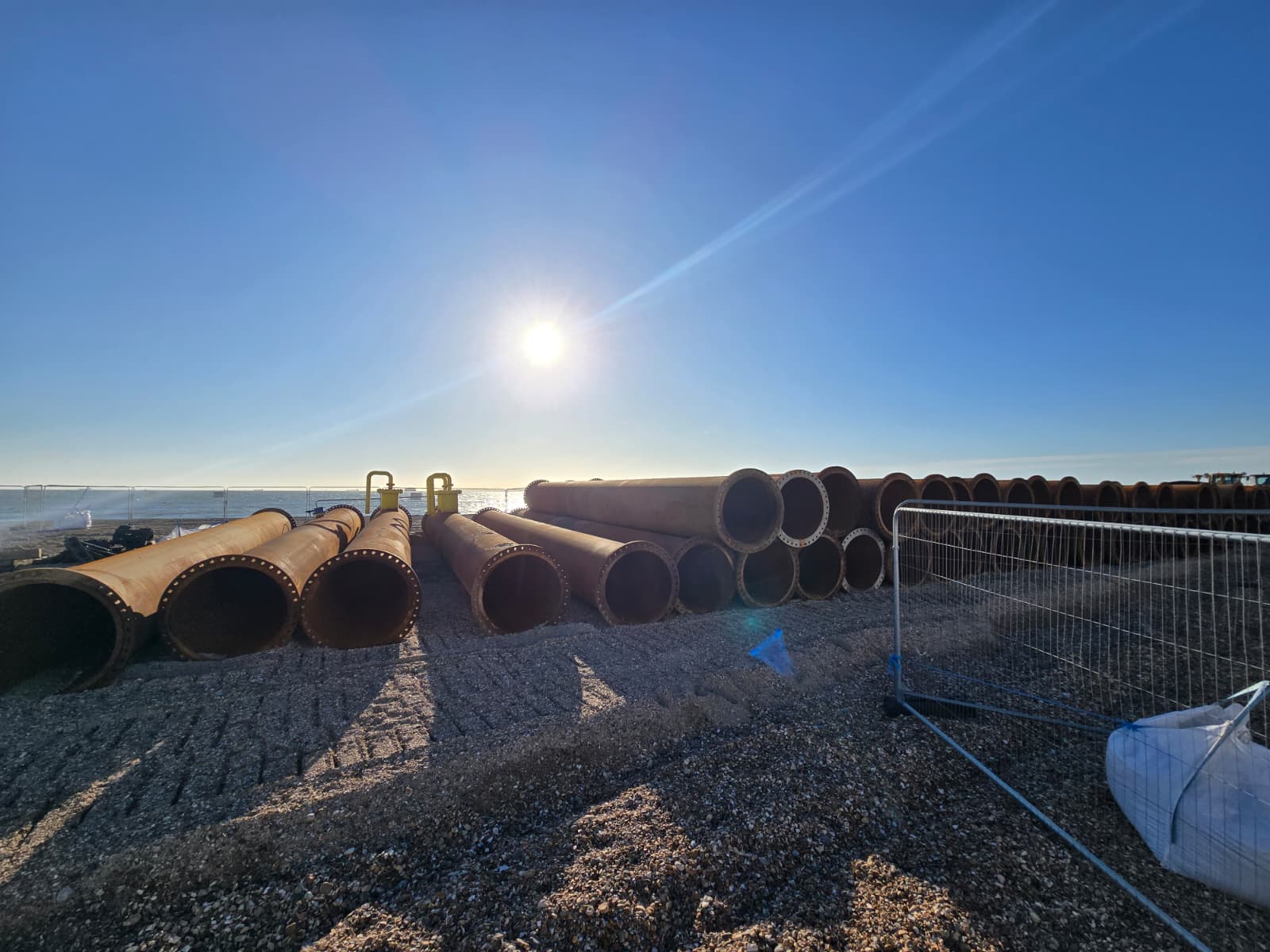Giant pipes used to import thousands of tonnes of shingle are ...
