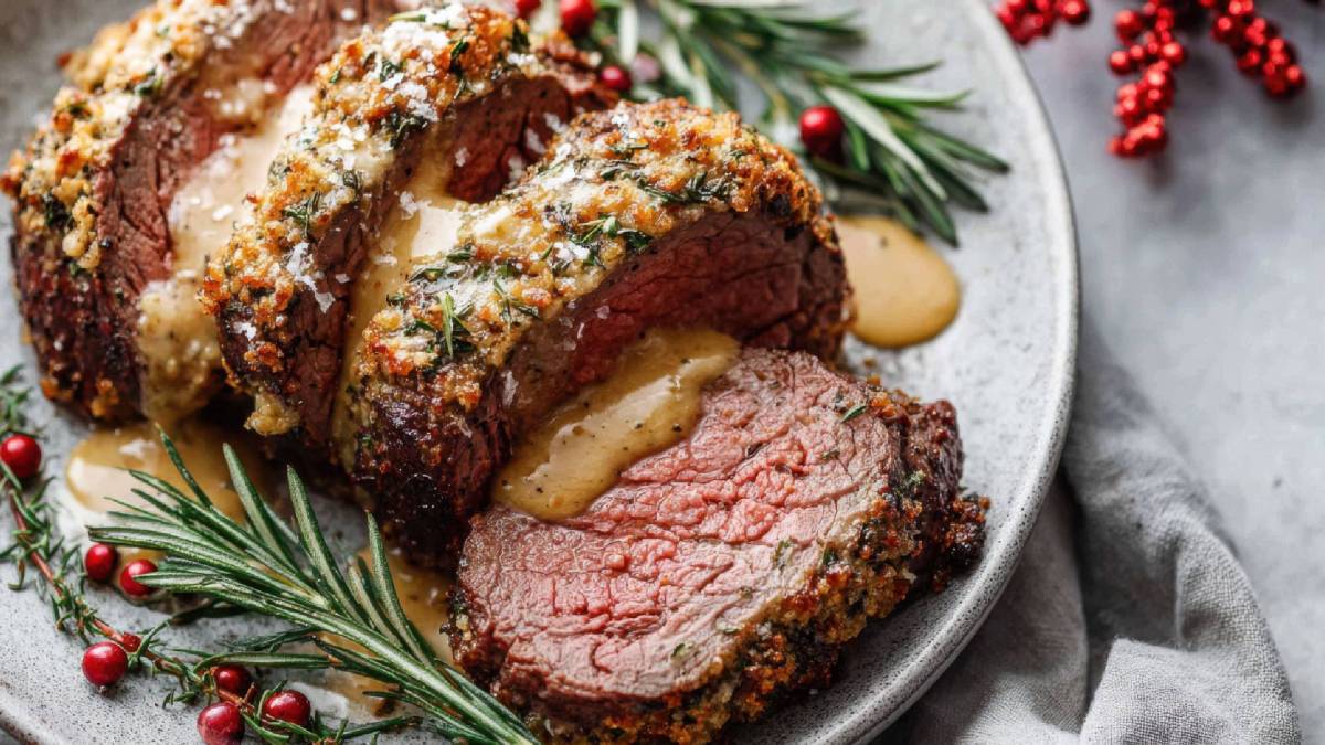 Herb-crusted roast beef: The main event