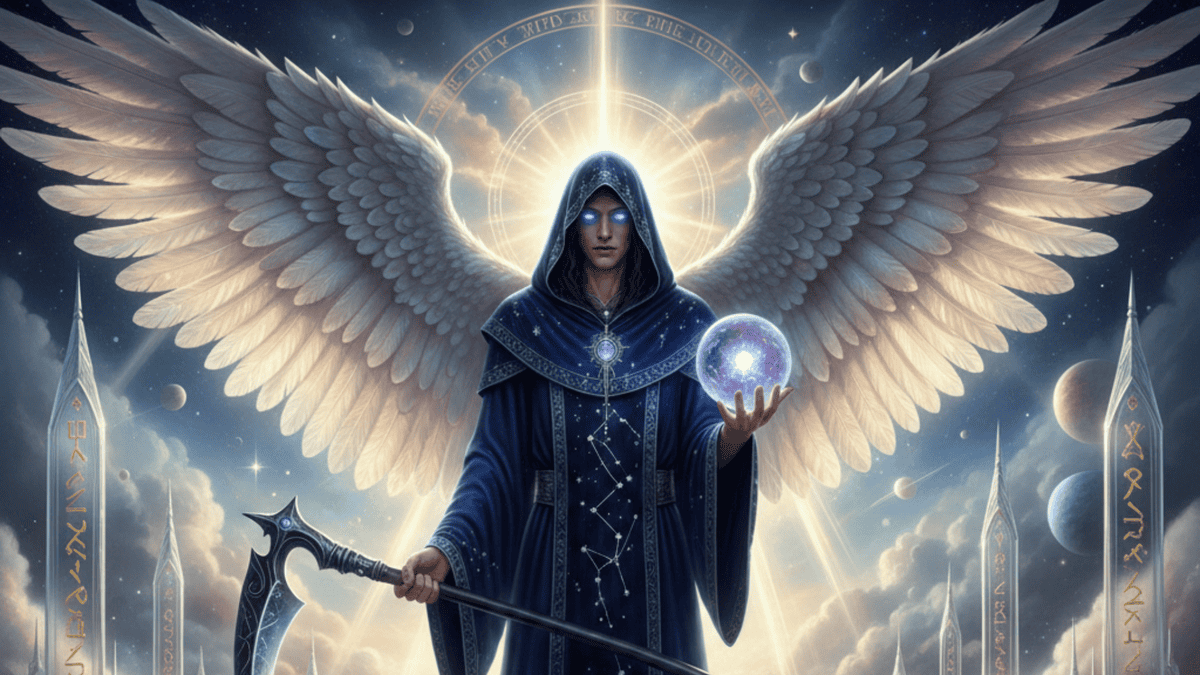 The angel Azrael who stands at the door between life and silence