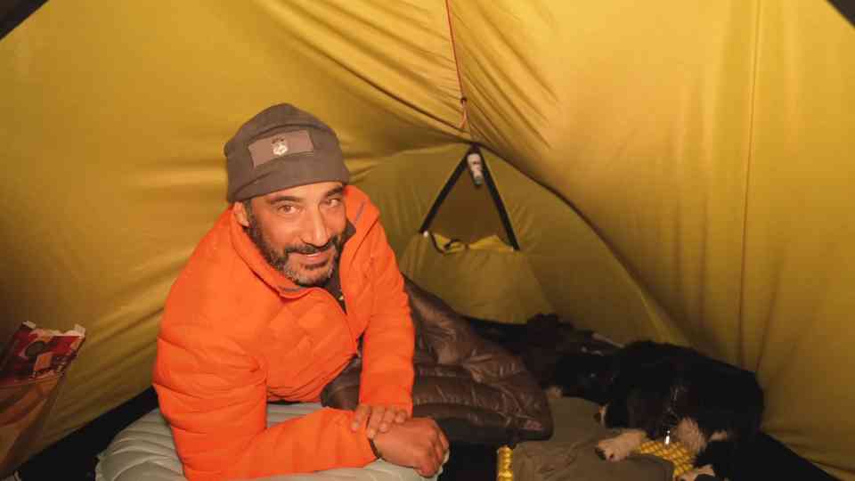 Storm sanctuary: Drying off with Bernie after a soaking mountain day