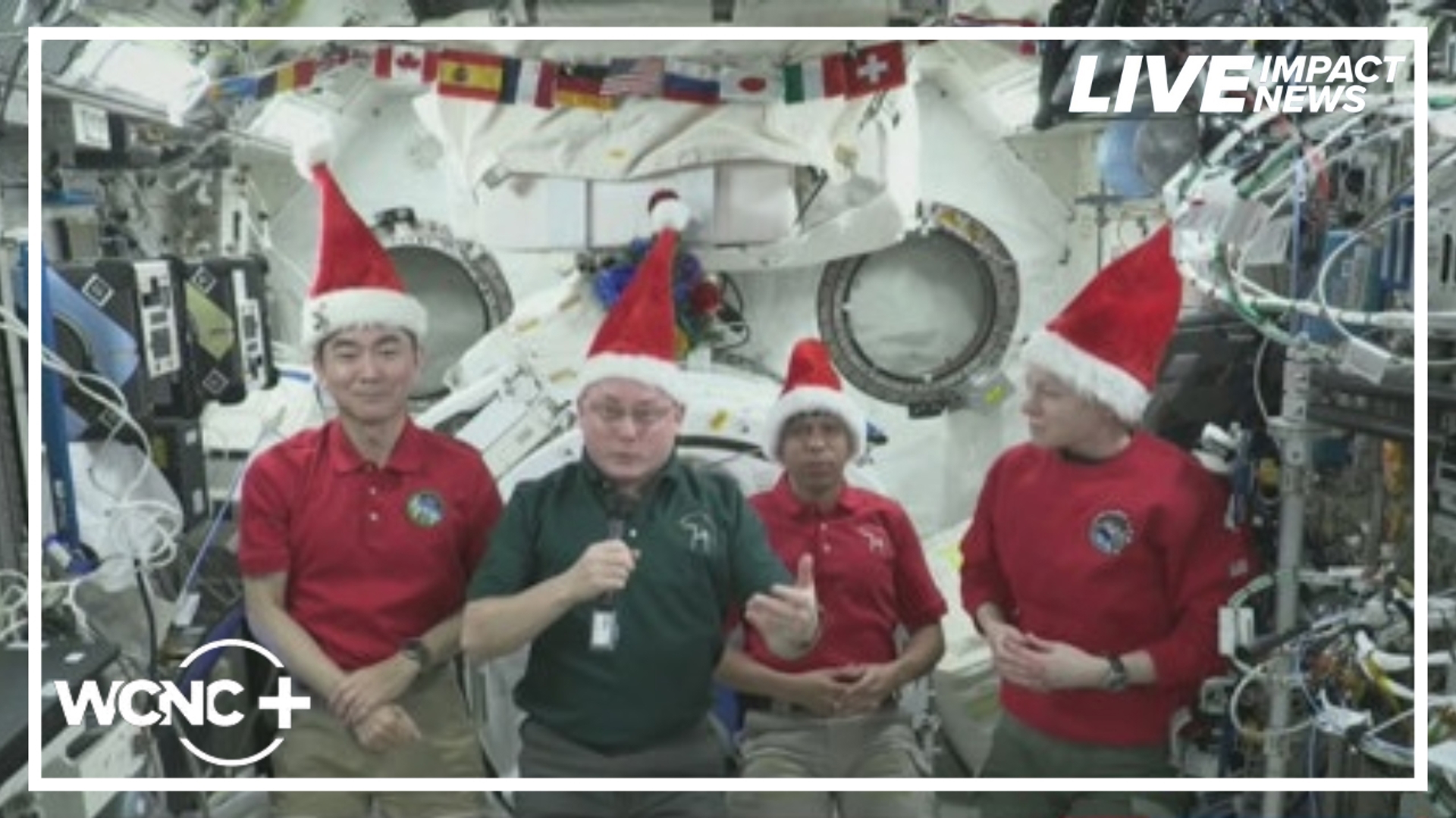 Astronauts at International Space Station don Santa hats to send ...