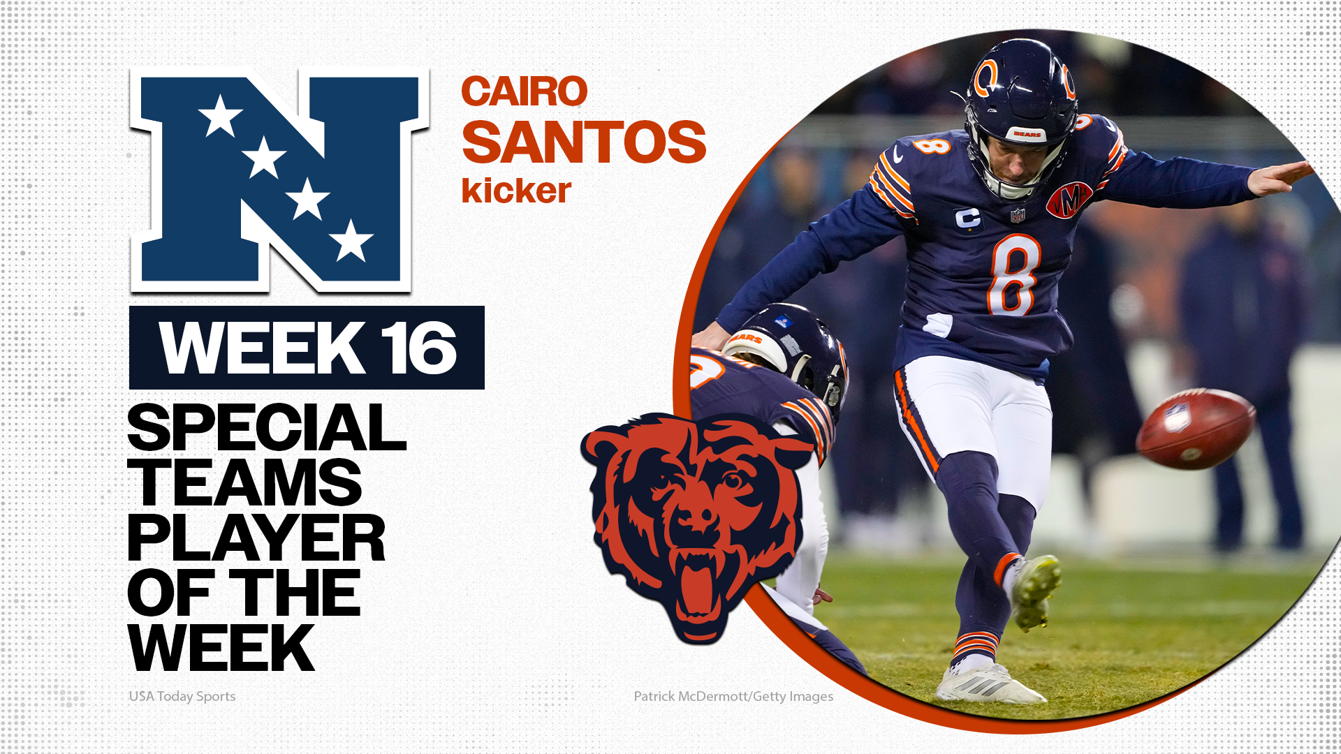 Bears K Cairo Santos named NFC special teams player of the week