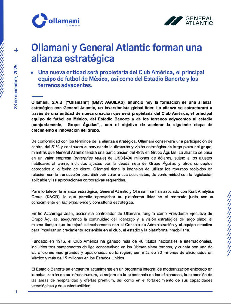 Acciones de Grupo Ollamani en BMV suben tras anunciar alianza con ...
