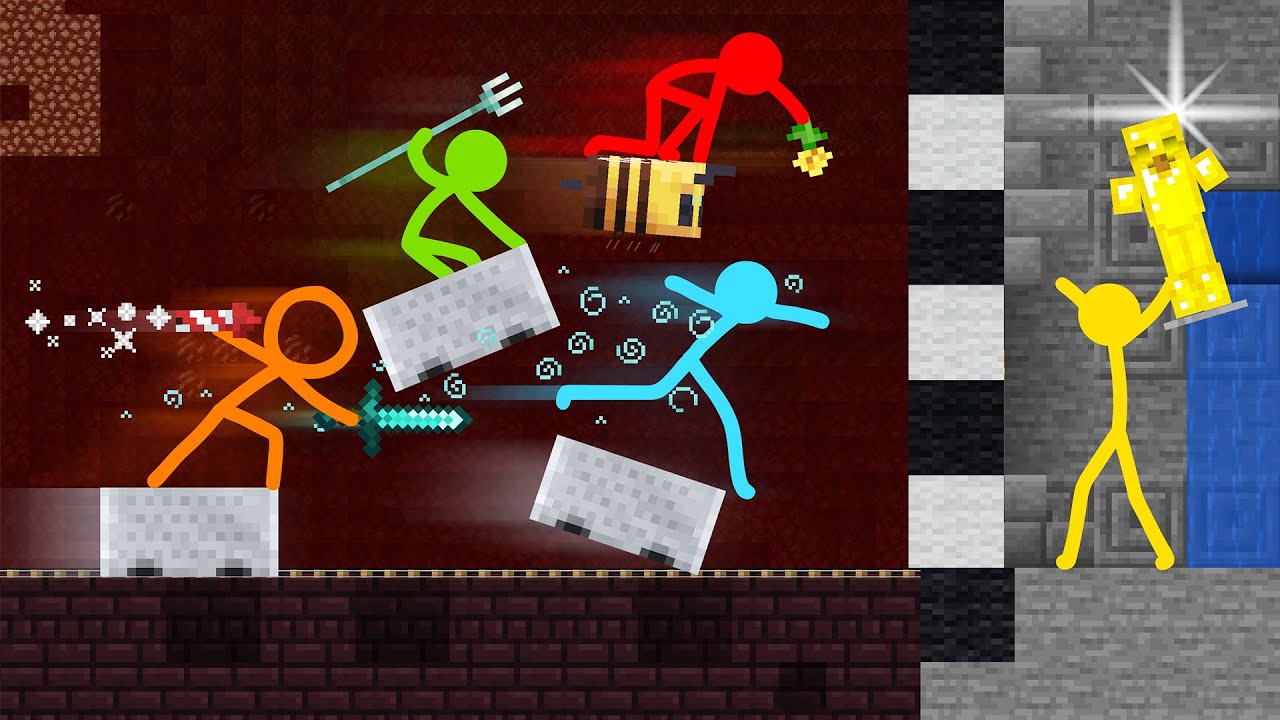 Note block race: Stick figures speed to the beat