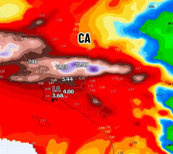 Map turns blood red over extreme flood risk as LAX airport faces major ...