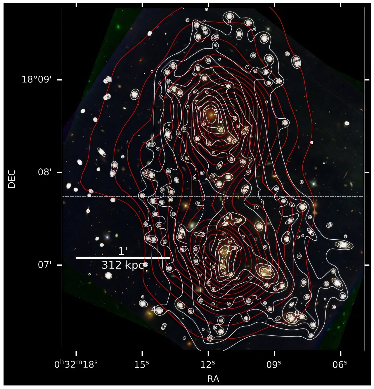Observations catch galaxy cluster in the process of merging