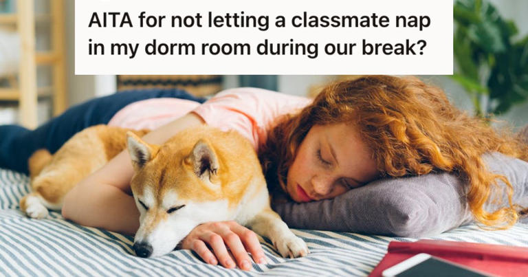 Student uses her short breaks to nap in her dorm room, and a random ...