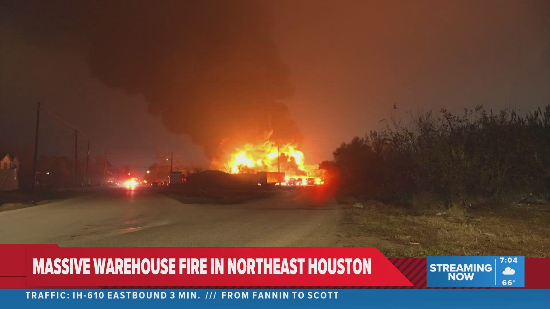 Massive warehouse fire erupts on Liberty Road in northeast Houston