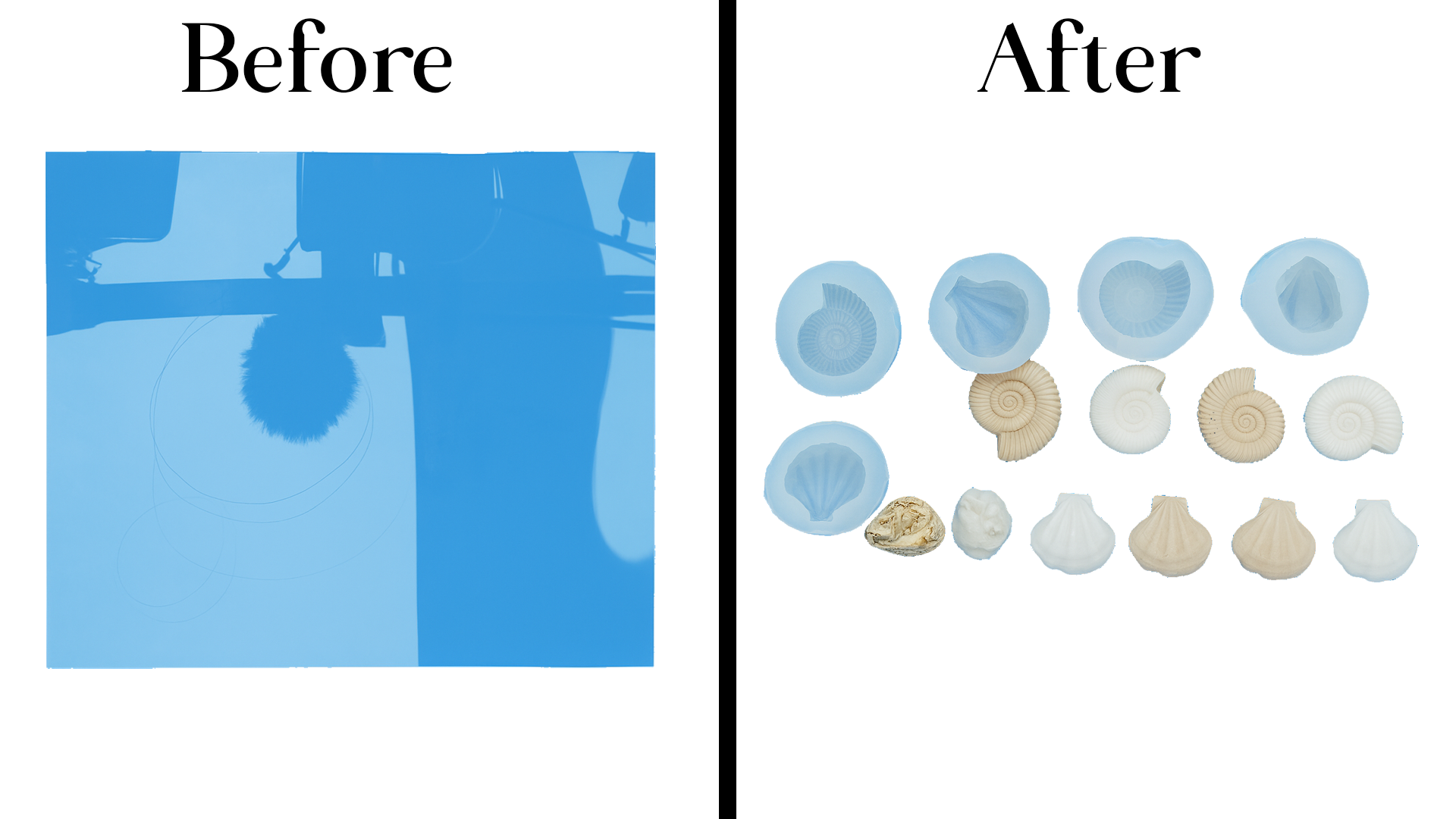 Making shell decorations using resin with silicone molds