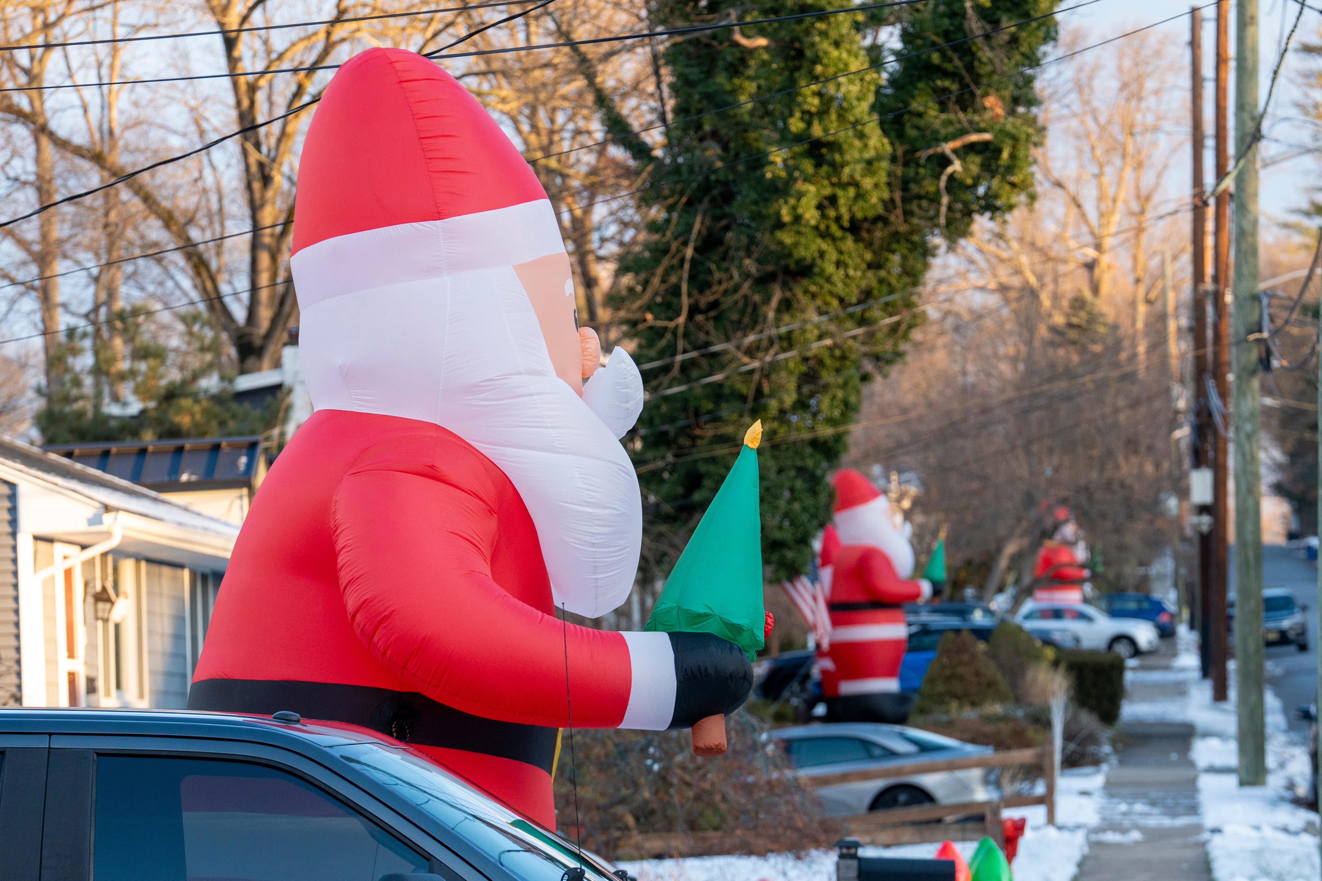 Check out this Bergen County street with over 40 giant Santas