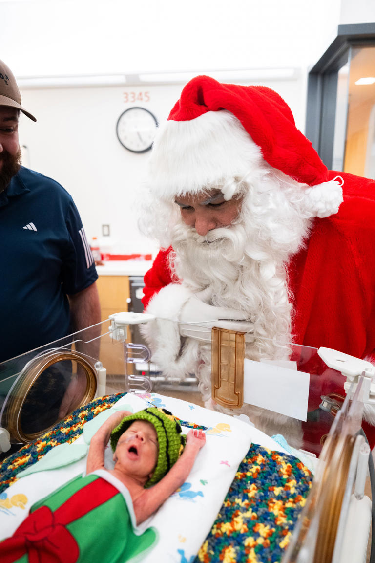 Santa visits babies in NICU at Women & Infants