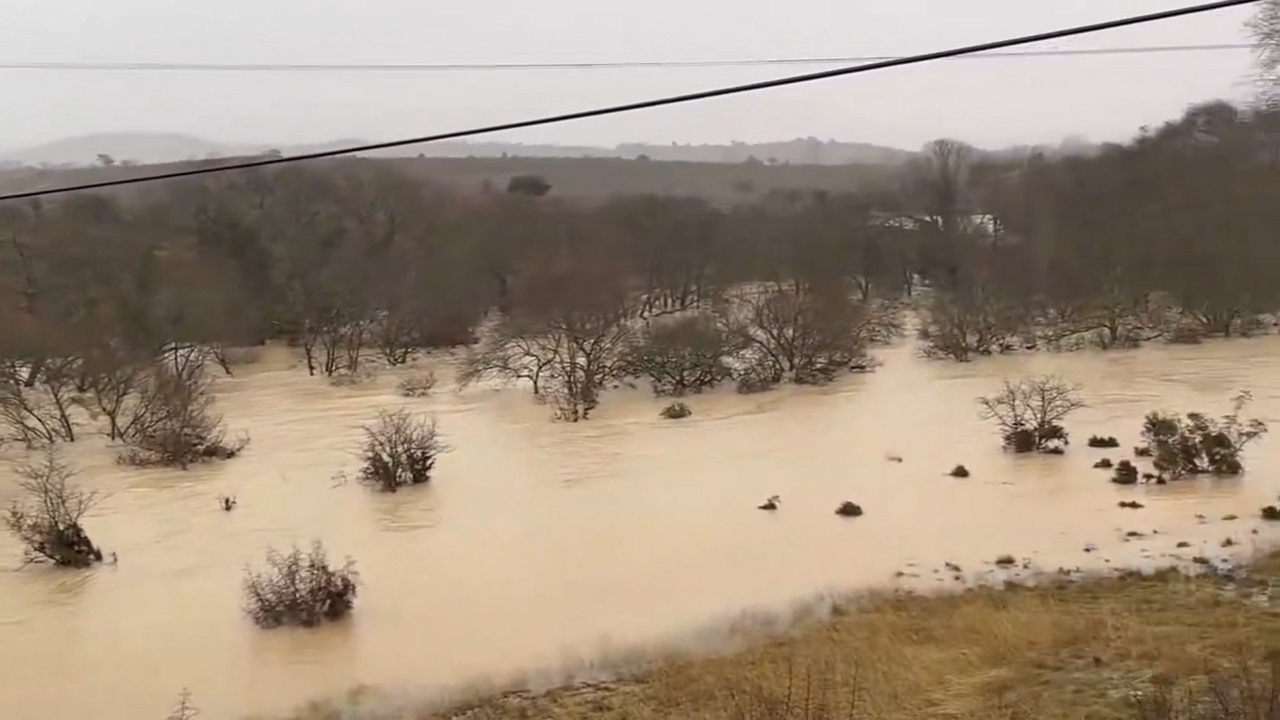 Lamalou River overflows as severe flooding hits Brissac, France