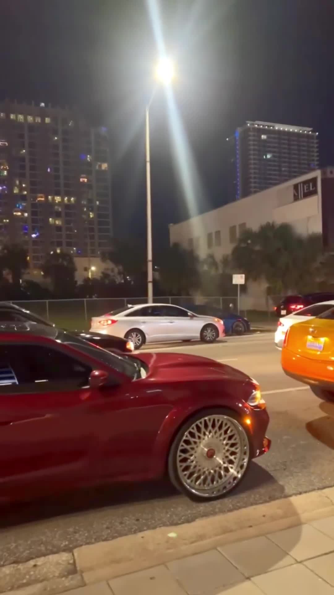 Candy gold Cadillac on 30’s DUB skates and Hellcat Charger on 26’s ...