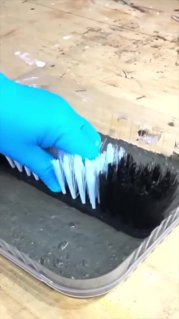 Stick 3 Dollar Tree brushes into concrete...👟😱