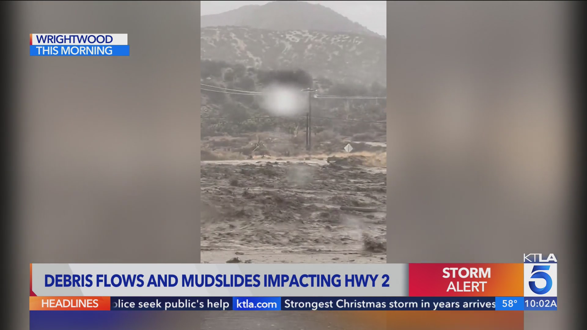 Highway 2 impassable after debris flow hits Wrightwood