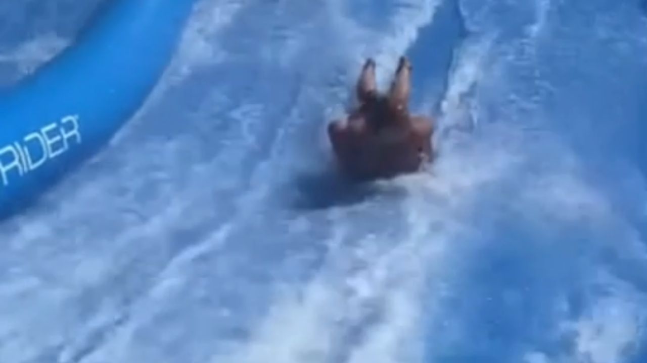 Water park adventure turns hilarious when duo gets humbled by strong ...