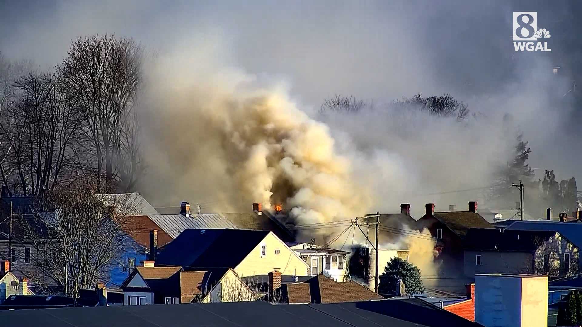 Smoke billows from two-alarm fire | Video from WGAL's sky cam