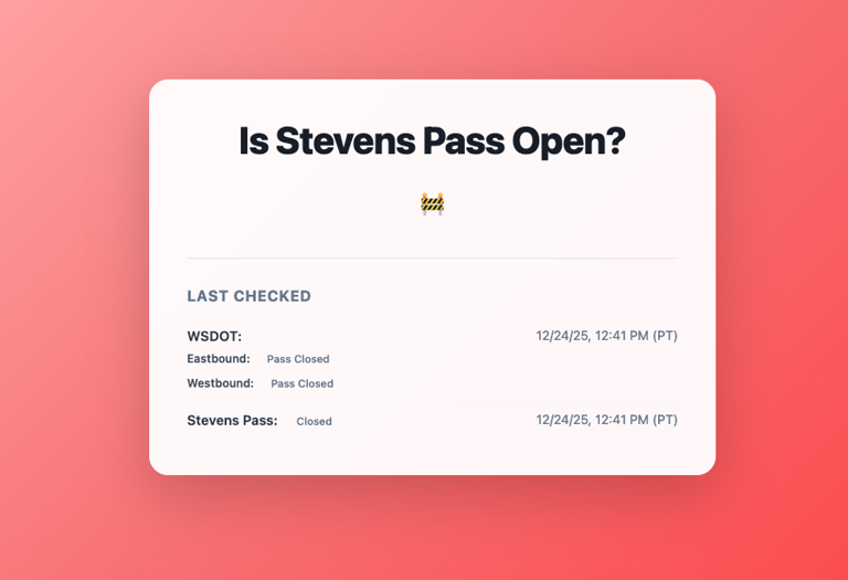 Is Stevens Pass open? Snowboarding software engineer builds simple site ...