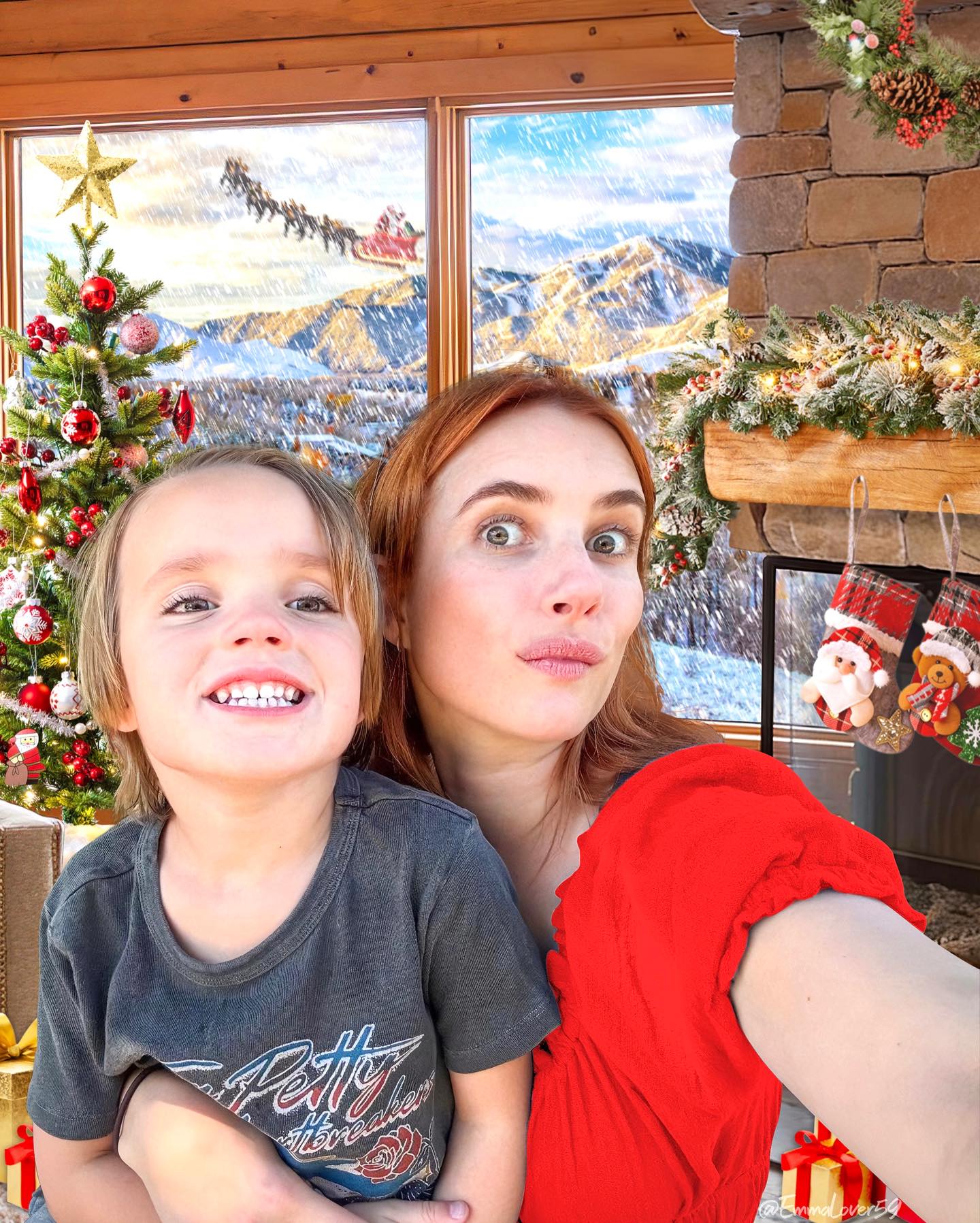 Emma Roberts shares rare photo of lookalike son Rhodes, 4, during snowy ...
