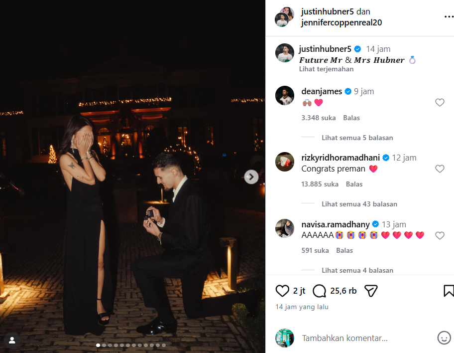 Anaknya lamar Jennifer Coppen, reaksi ibu Justin Hubner curi perhatian