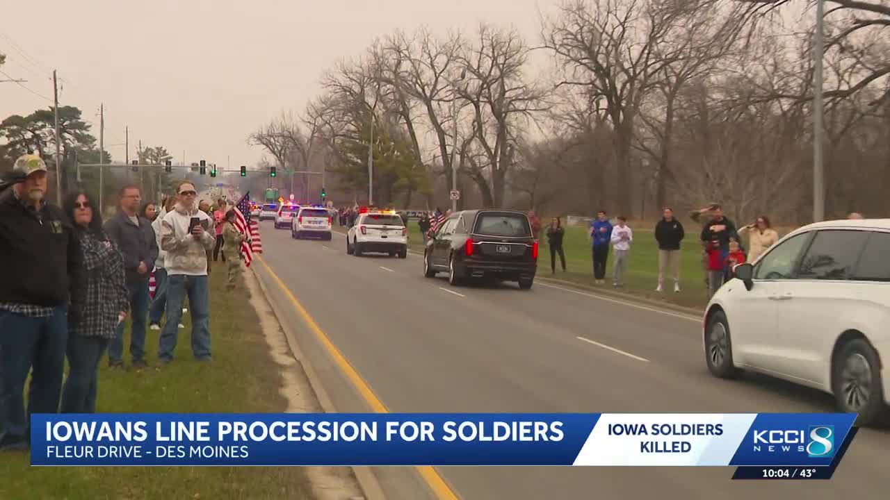 Iowans mourn along procession route honoring fallen Iowa National Guard ...
