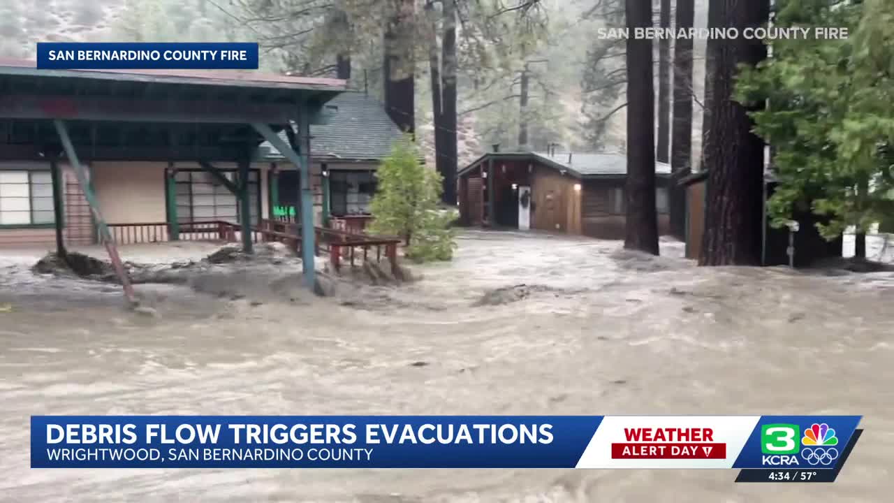 Heavy rain triggers debris flow in Southern California