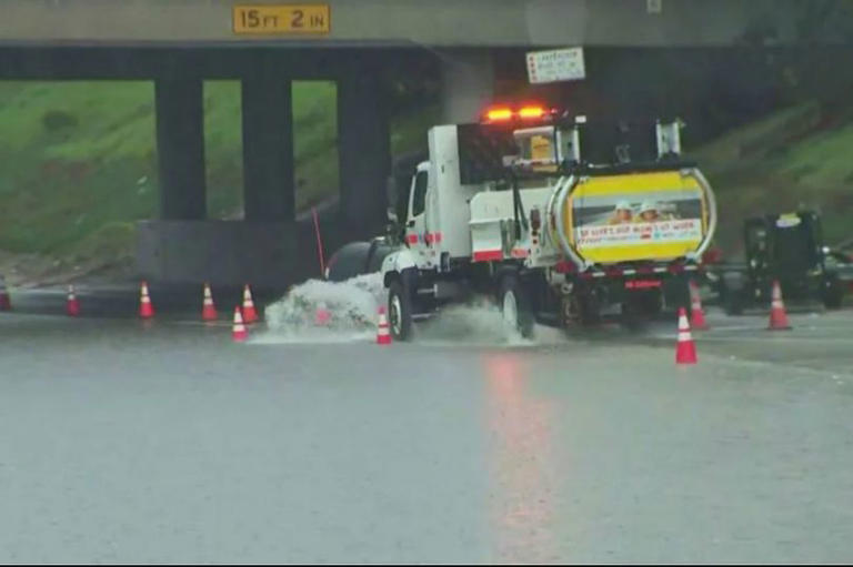 Major California freeway shutdown amid flash flooding from bomb cyclone