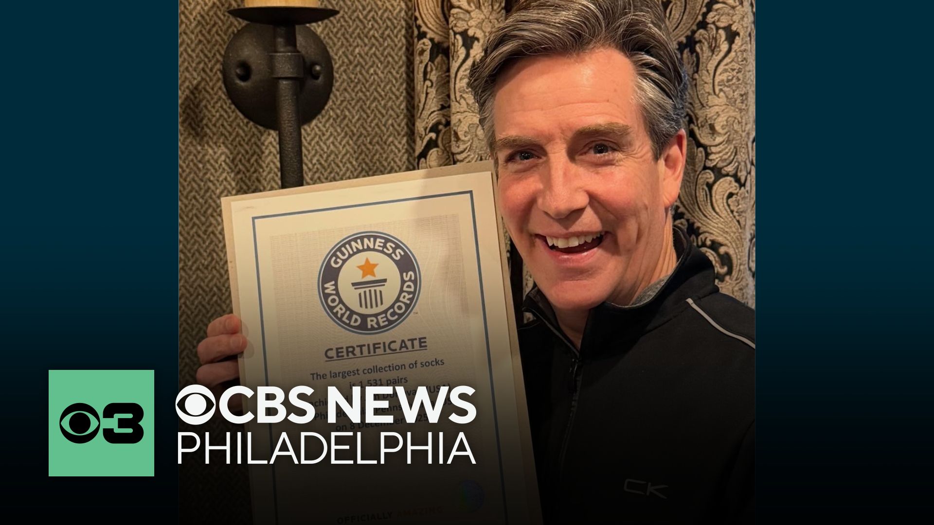 CBS News Philadelphia's Jim Donovan receives certificate for sock ...