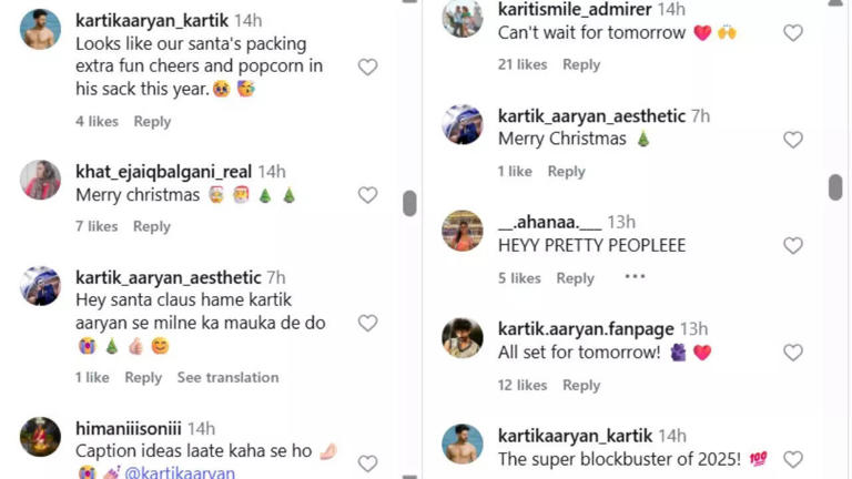 Kartik Aaryan and Ananya Panday’s Christmas post wins hearts: 'Tu meri ...