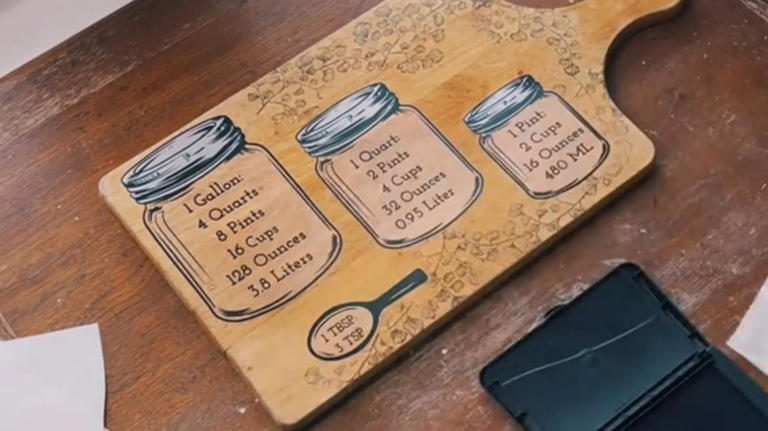 A Dollar Tree cutting board and wall decals makes the cutest DIY ...