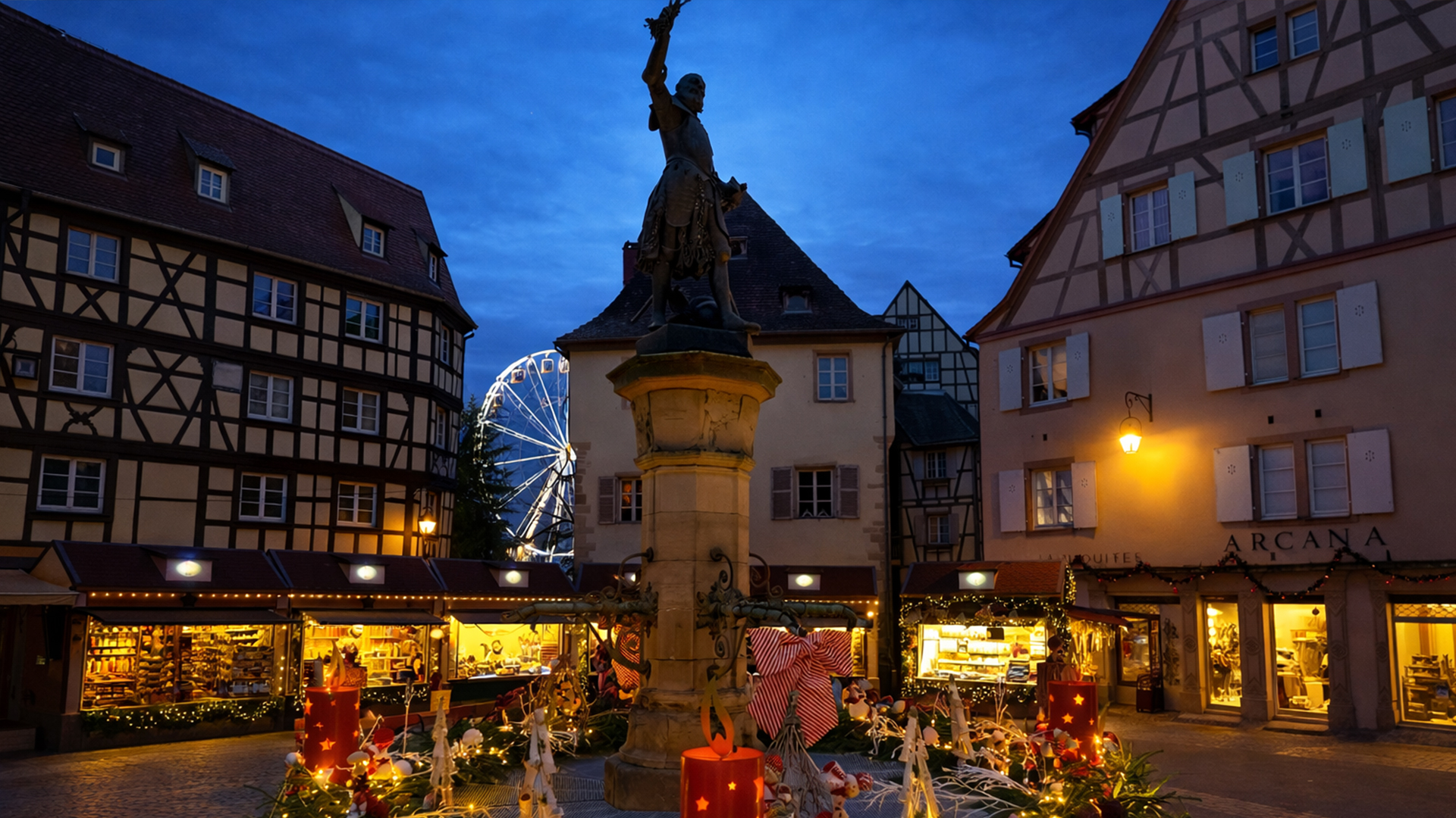 Christmas in Colmar France: Evening stroll (4K)