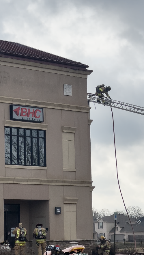 Emergency crews responded to a fire at an insurance building in Lowell