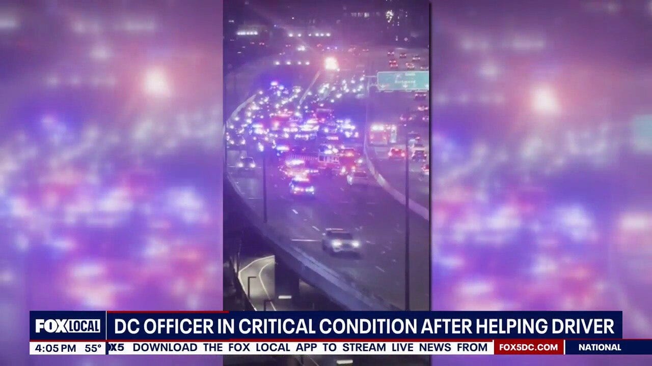 DC officer in critical condition after being hit while helping driver