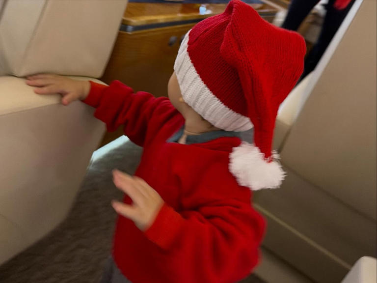 Justin Bieber shares photos of son Jack dressed as Santa on private jet