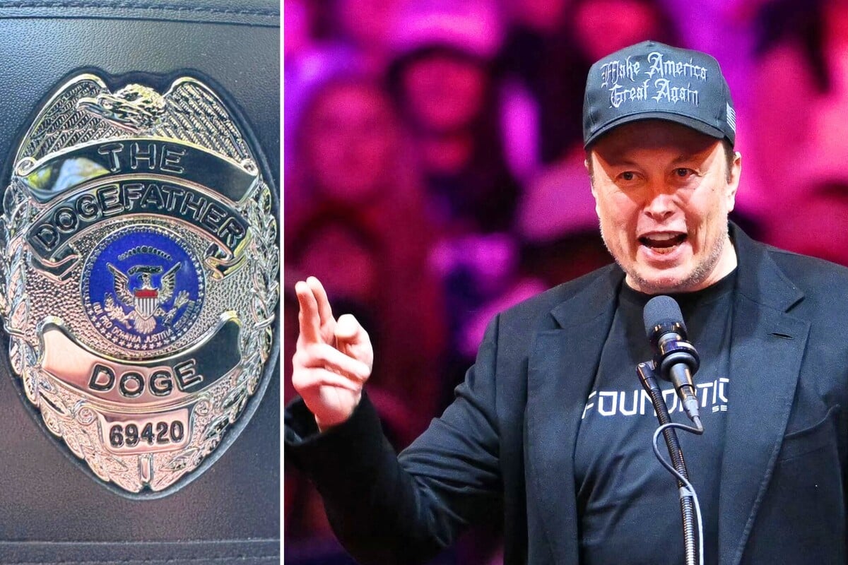 Elon Musk dubs himself the DOGEfather with pretend police badge