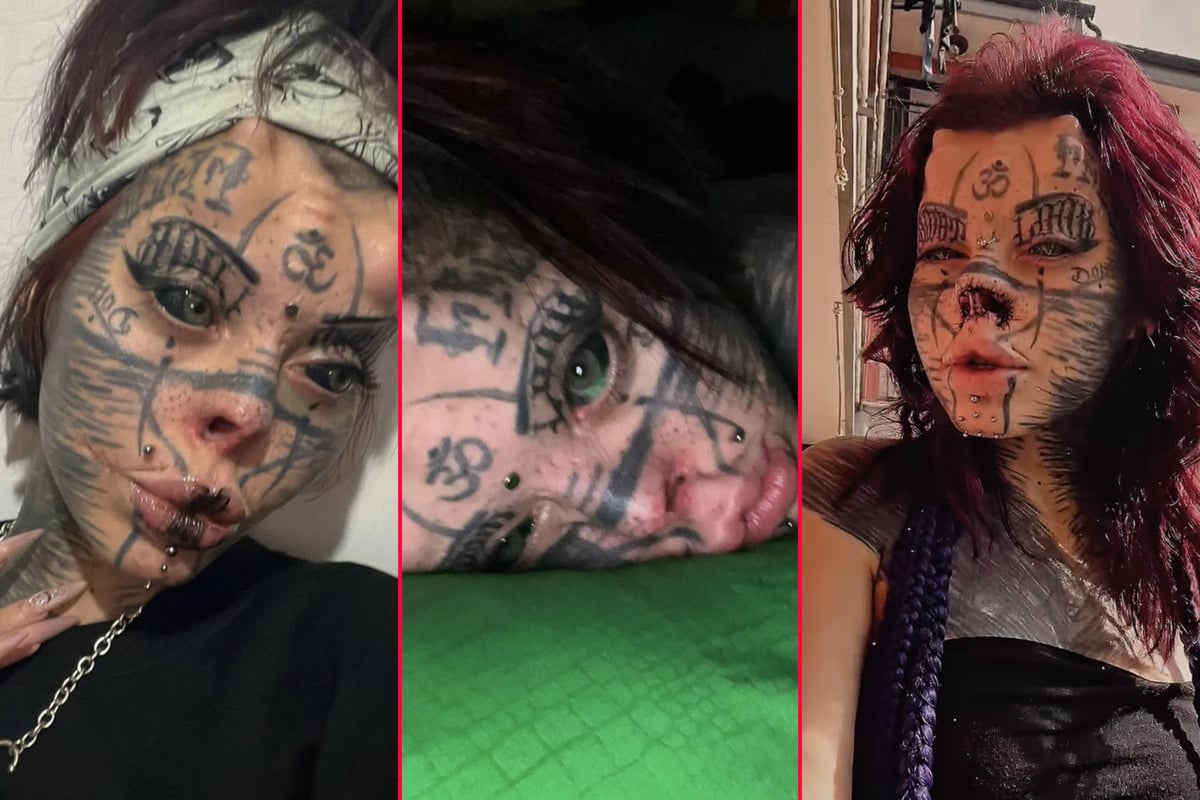 Body mod fanatic tattoos her eyeballs and gives herself human horns