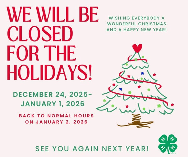Ashley County 4-H closed until Jan. 1